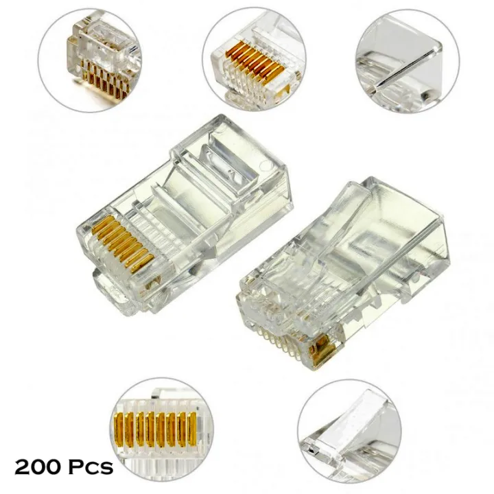200 Pcs RJ45 CAT6 Pass Through And Foldable Shrapnel Design Ethernet ...