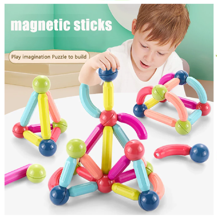 Magnetic Building Sticks & Blocks Toy – STEM Educational Construction ...
