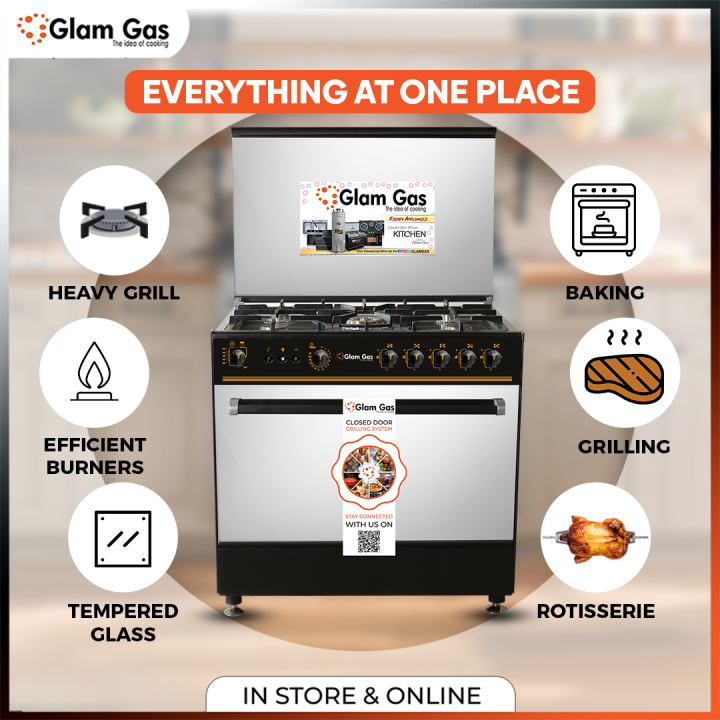 Glam Gas Cooking Range Black Forest (Gas) 34” | Daraz.pk