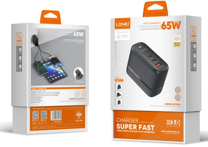 LDNIO Q366 65W GAN SUPER FAST CHARGER. | Daraz.lk