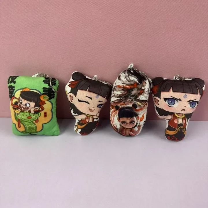 Cute Chinese Traditional Mythology Nezha 2 Figures Keychain Anime ...