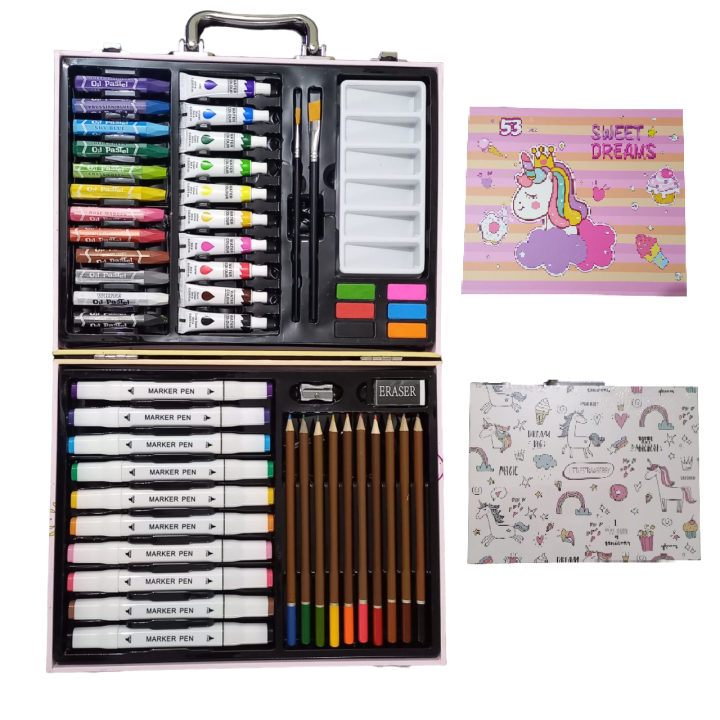 Unicorn - 53 Pcs Colouring Kit Kids Art Set Stylish Artists Sketching ...