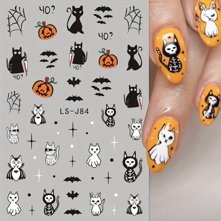 Halloween Ghost Pattern Nail Stickers 5 Sheets Set for Party Nail Art ...