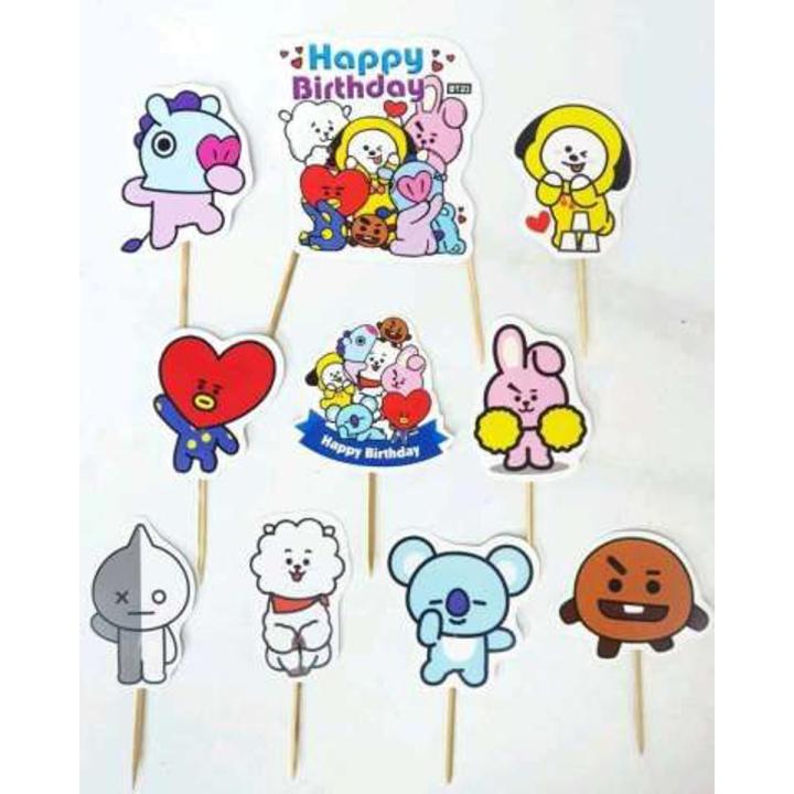 BT21 Cake Toppers Characters Happy Birthday Party Korea Style BTS ...
