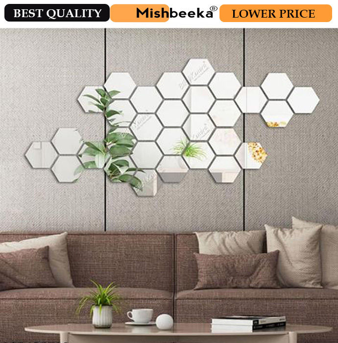 Imported Acrylic Hexagon wall decor Mirrors 3D wall mirrors 4x4 inches ...