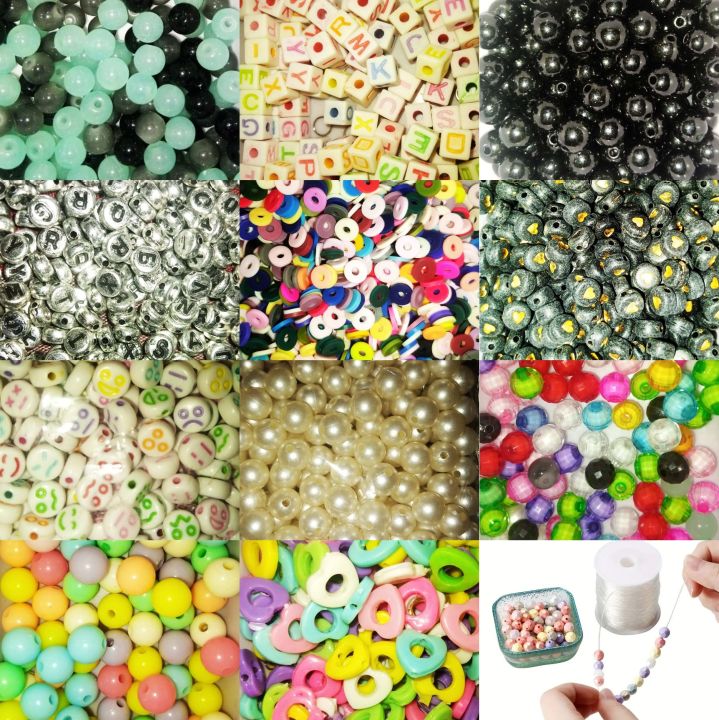 1400 PCS Alphabet Letter and Numbers Beads Mixed Kit Large Hole Acrylic ...