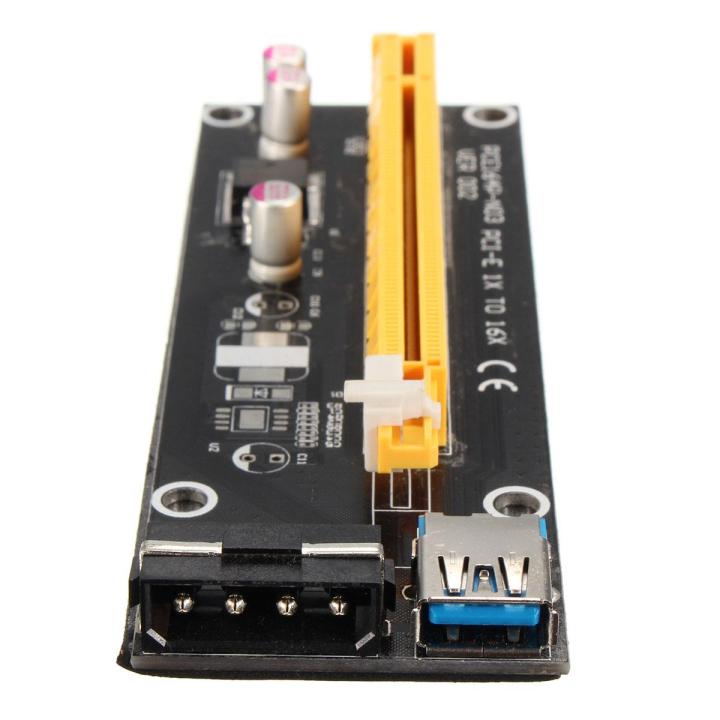 USB 3.0 PCI-E Express 1x to 16x Extender Riser Card Adapter 4PIN Power ...