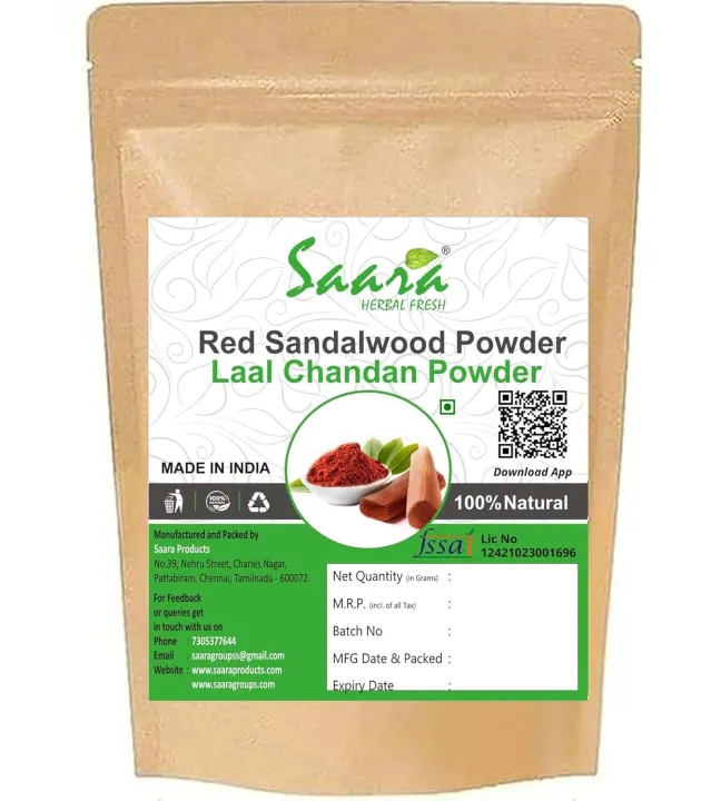 Organic Red Sandalwood Powder 100gm | 100% Pure Rakta Chandan | for ...