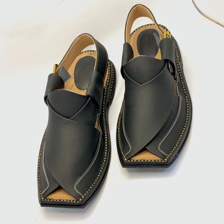 Peshawari Chappal New Design Handmade Maid Black Color 2024 | Daraz.pk