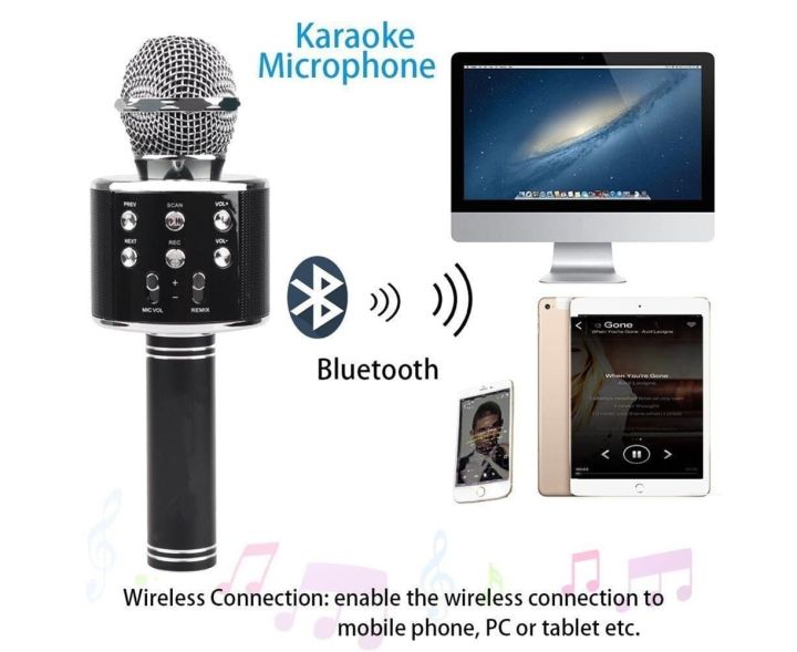 WS-858 Wireless Microphone Karaoke - Portable Bluetooth Speaker, Home Kit for Music Singing ...