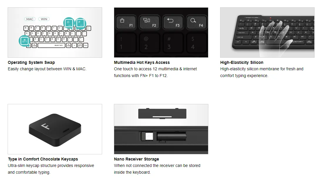 A4tech Fstyler FG2200 Air 2.4G Wireless Keyboard Mouse Combo Set ...