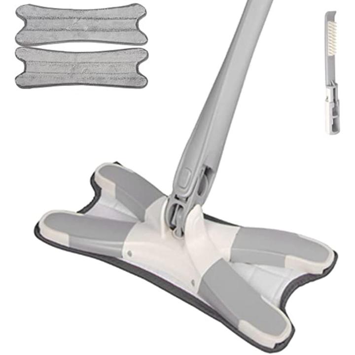 Hands-Free Squeeze Microfiber Flat Mop System 360° Flexible Head, Wet ...