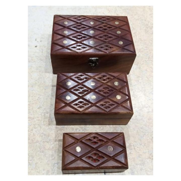 Creative JEwelry Box Set, Handmade Wooden Jewelry Boxes, Brass Work ...