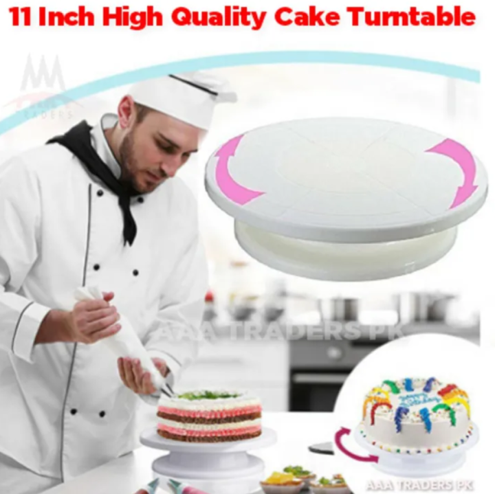 Plastic Cake Turntable Rotating Anti-skid Round Cake Decorating Stand ...