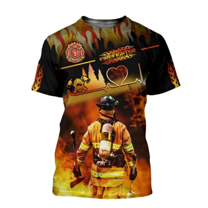 2025 New Firefighter Fire Rescue Graphic T Shirts for Men Cosplay ...