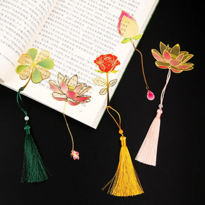 Student Bookmarks Chain Pendant Bookmark Lotus Bud Bookmark Flower ...