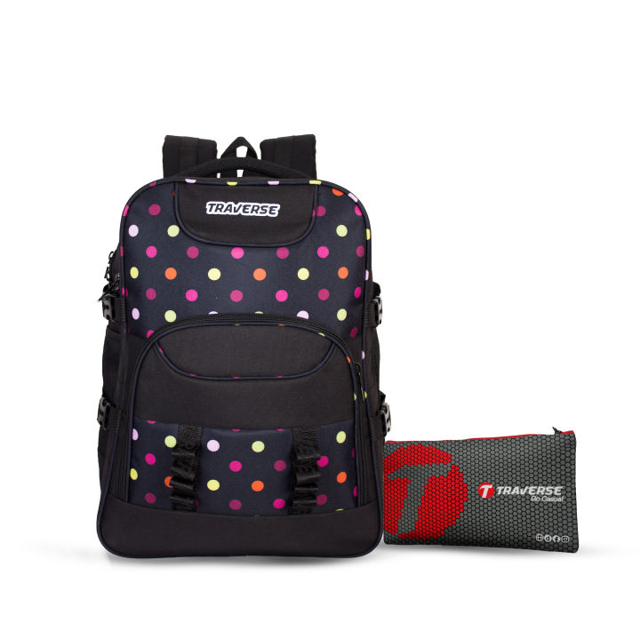 Traverse Three Zipper Girls School Bag for secondary classes with Free ...