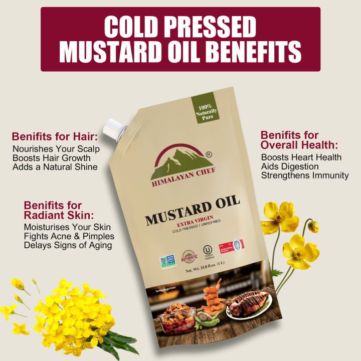 100% Pure Extra Virgin Cold-Pressed Himalayan Chef Mustard Oil 1x5L ...
