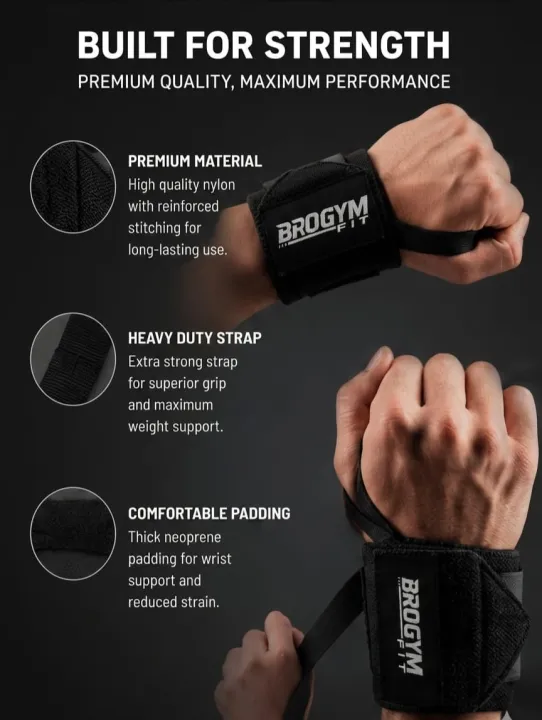 BROGYM FIT Weight Lifting Wrist Straps Gym Grip Support Straps for ...