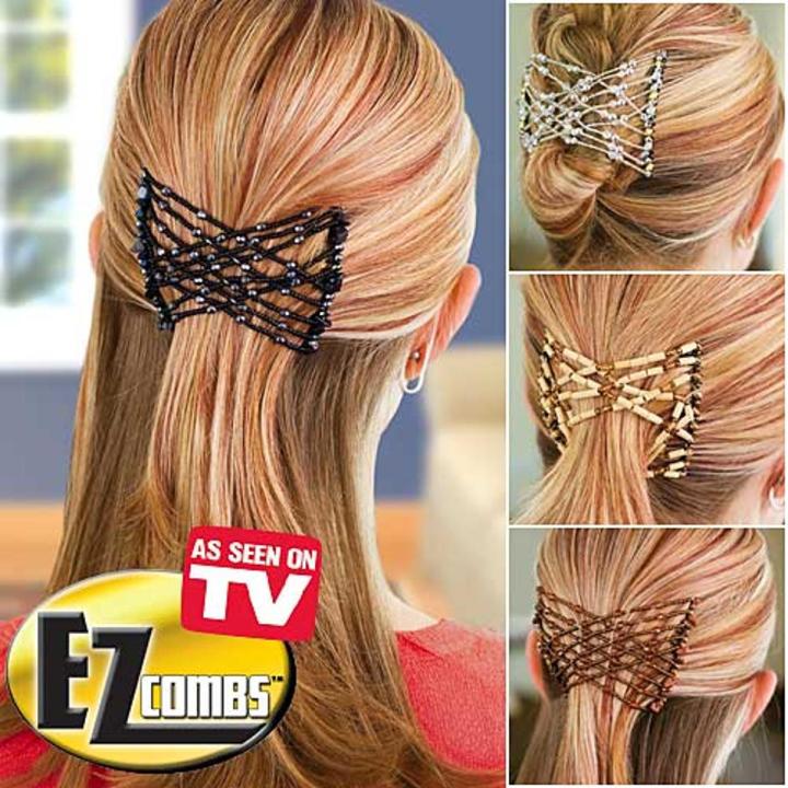 EZ Beads Hair Combs Magic Elastic Hair Double Clips for Women Girls ...