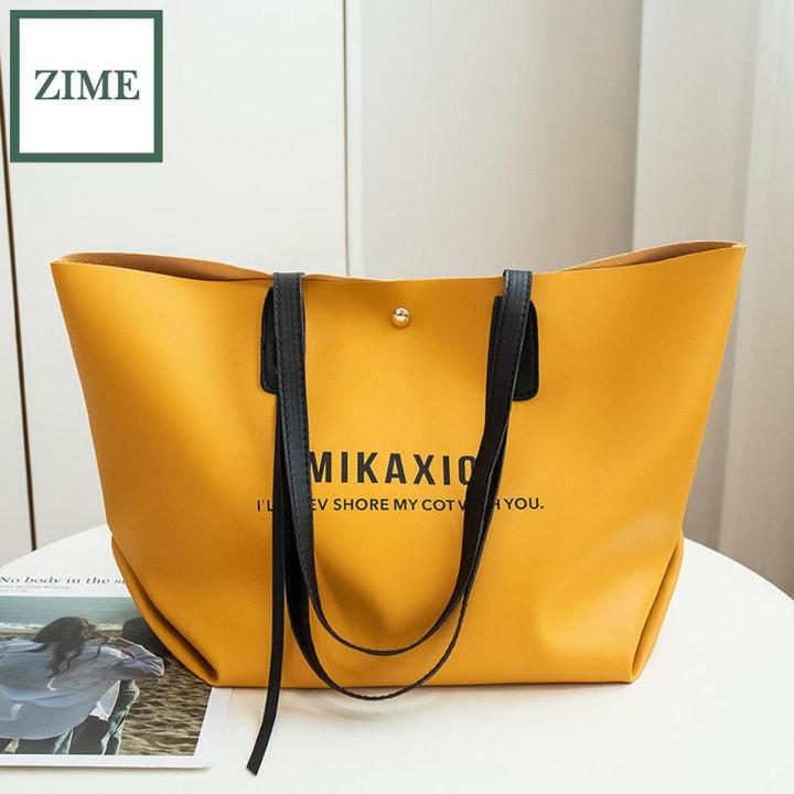 ZIME Summer Korean letter hit color magnetic buckle bucket shopping bag ...