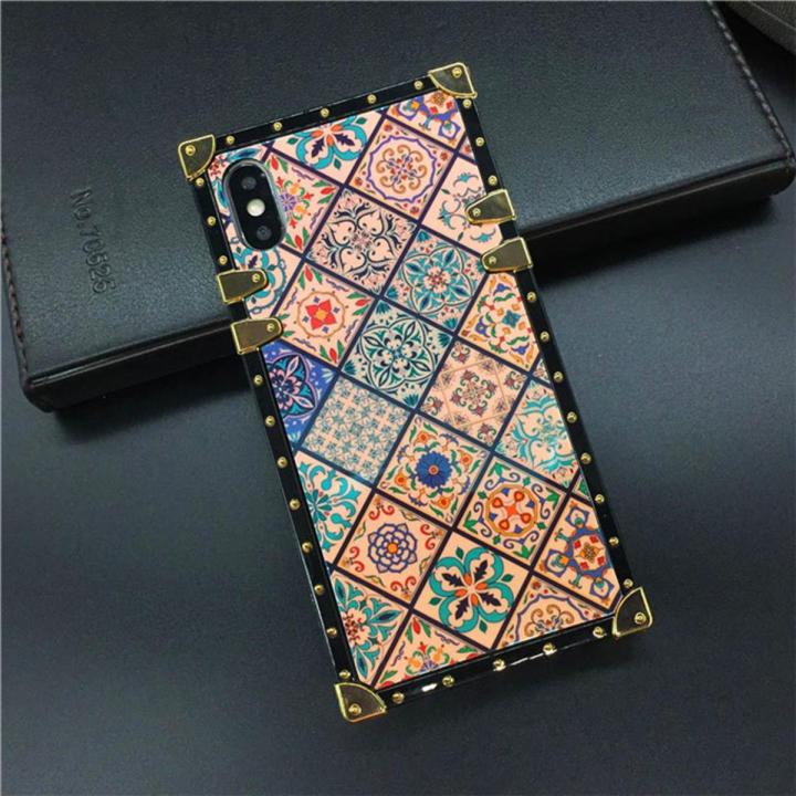 Luxury Glitter Flower Grid Pattern Cover Square Phone Case for Samsung ...
