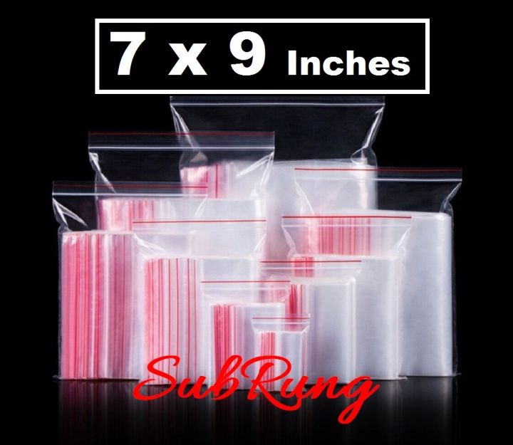 7x9 Inches Best Quality Transparent Resealable Zip Lock Plastic Bags in ...