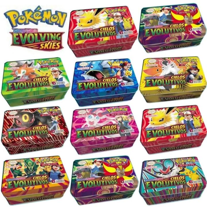 Pokemon Trading Play Cards Set 40+ Cards With Metal Box For Kids ...