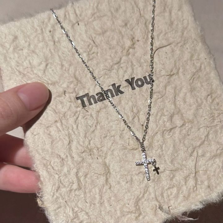 【Limited Time Offer】Double Love Cross Necklace Women, Niche Style in ...