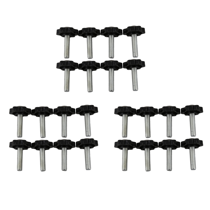 24 Pcs Black Spare Part M8 x 30mm Male Threaded Knurled Grip Star Knob ...