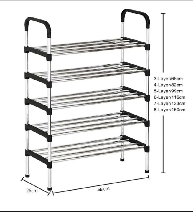 5 Tiers Heavyweight Shoe Rack Organizer Stainless Steel Shoe Stand Shoe ...