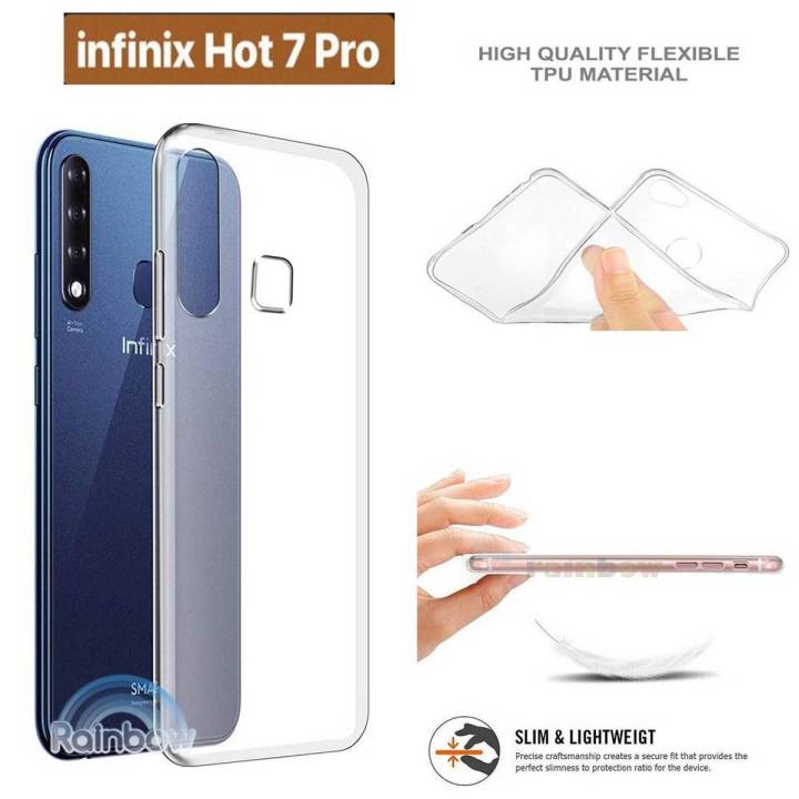 Infinix Hot 7 Pro X625, Flexible Soft Slim Jelly Transparent Clear TPU ...
