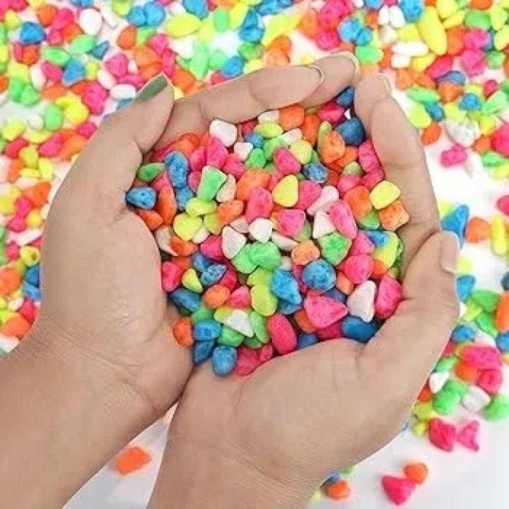 Fish Aquarium Colorful Stones - 1 kg Pack Rainbow Mix Fish Tank Gravel ...