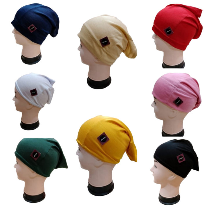 Pack of 12 head tube cap random multi colours burqa hijab inner caps ...