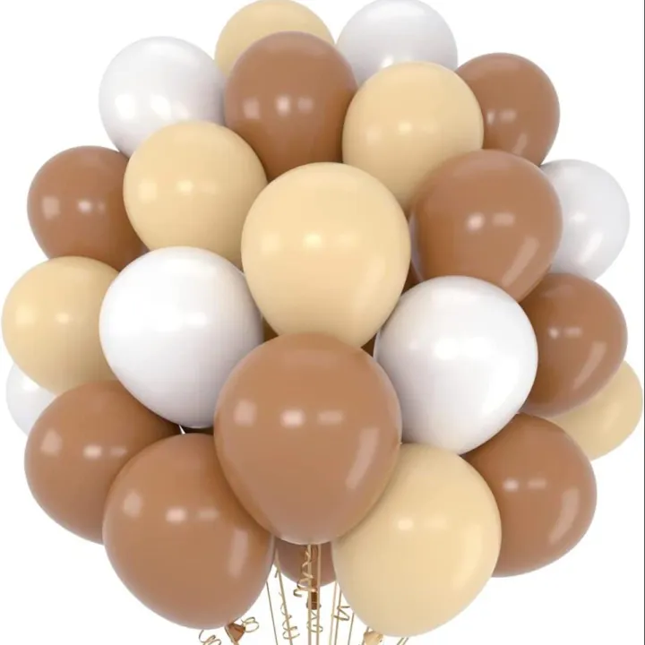 40 Dark Brown , Skin Brown & White 40 Latex Balloons Pack For Birthday ...