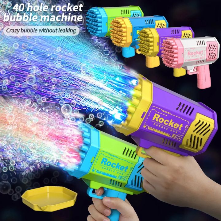 HiStrawberry 40 Holes Electric Rocket Bubble Machine Handheld Automatic ...
