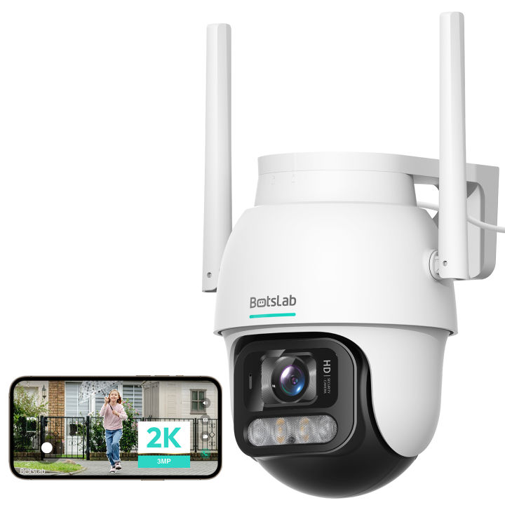 Botslab 2K 3MP High Resolution Outdoor Pan/Tilt Wifi Camera - Two-Way ...