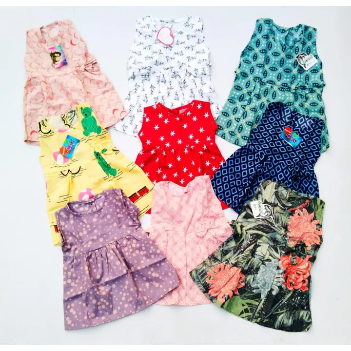 Pack of 5 Baby Girl Frocks | Soft Cotton Random Baby Dresses | Toddler ...