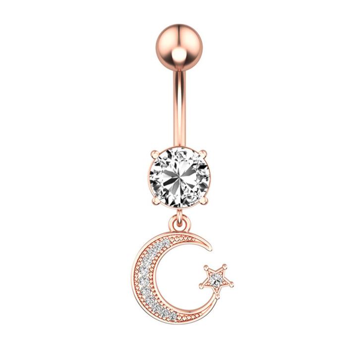 Bikini Belly Button Rings Rainbow Moon Star CZ Navel Piercing Ring Body ...