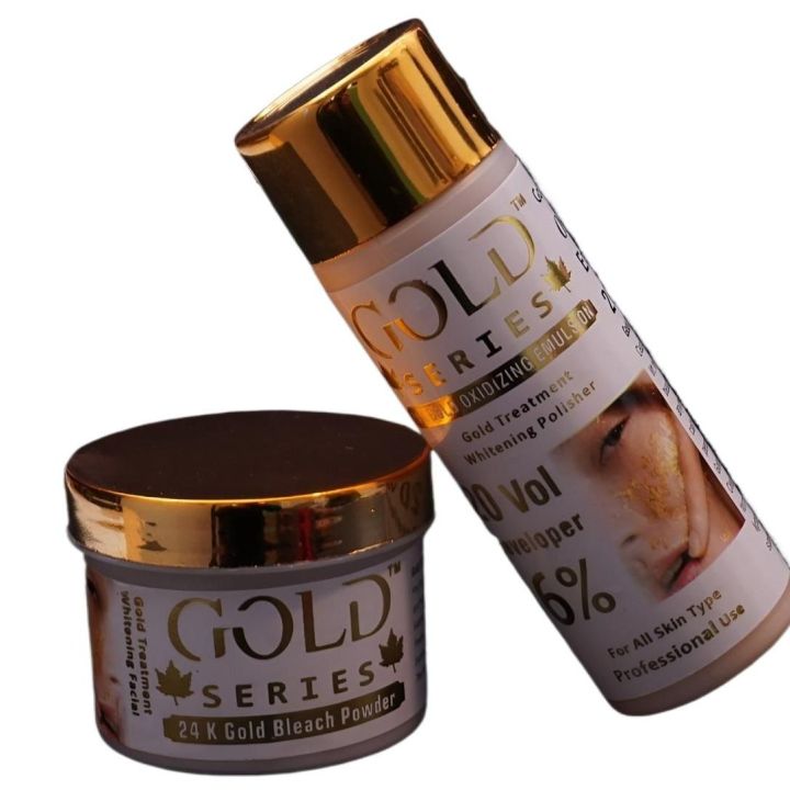 Gold series 24k skin polish bleach set (100ml VOLUME 50ml Powder ...