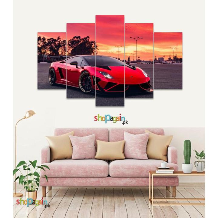 Red Lamborghini Gallardo 5 Piece Hd Wall Frame | Daraz.pk