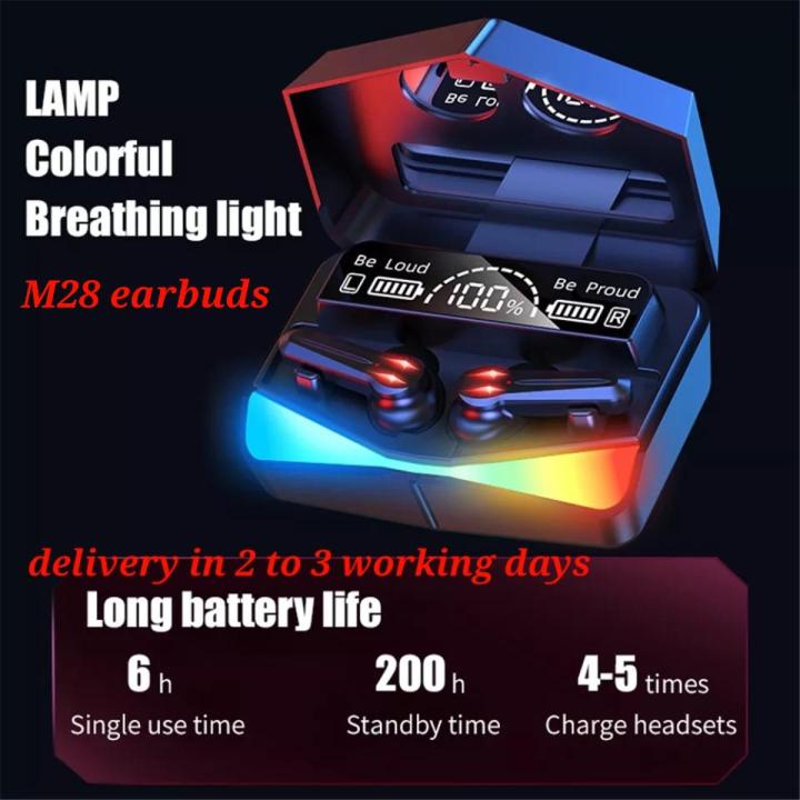 M28 TWS Gaming Wireless Earbuds Type-c LED Display Stereo Low Latency ...