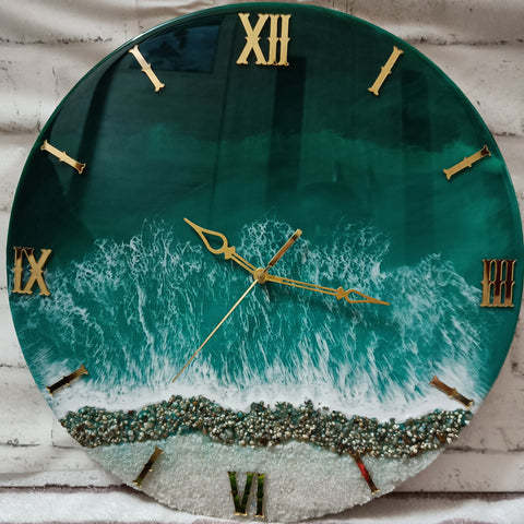 Green Beach View Epoxy Resin Wall Clock | Daraz.pk