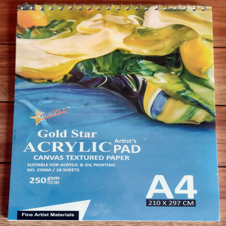 Acrylic Pad Acrylic Artist's Pad (Size A4 / A3 250 gsm, 18 Sheets) Art ...