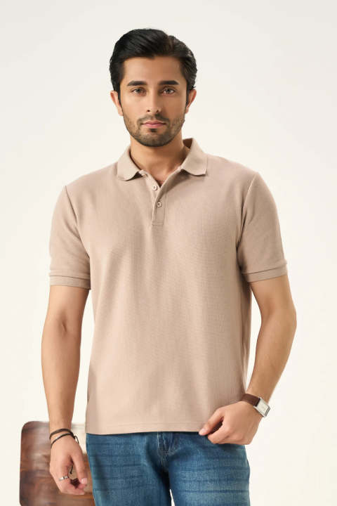 Zane - Diamond Texture Polo For Men Shirt For Men - Sand | Daraz.pk