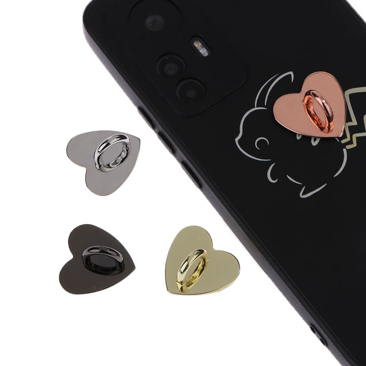 5Pcs Metal Heart Shaped Phone Charm Holder Love Heart Phone Finger Ring ...