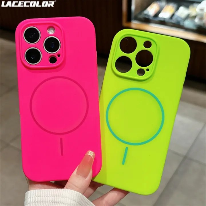 Fashion Fluorescent Bright Silicone Magnetic for Magsafe Case For ...