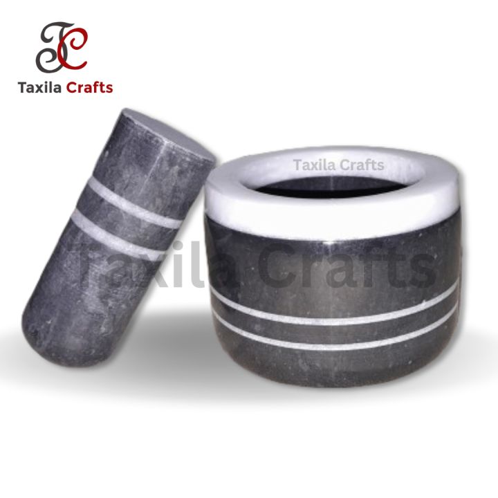 Taxila Crafts 3.5/2.5" Small Size Jet Black Stone Chattu / Mortar ...