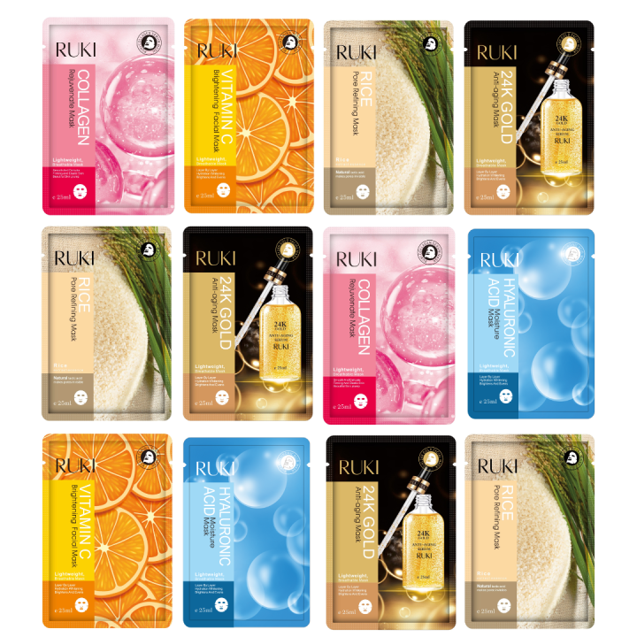 Face Mask Sheet Pack of 10 Sheet Mask Fruit Moisturizing Facial Mask ...