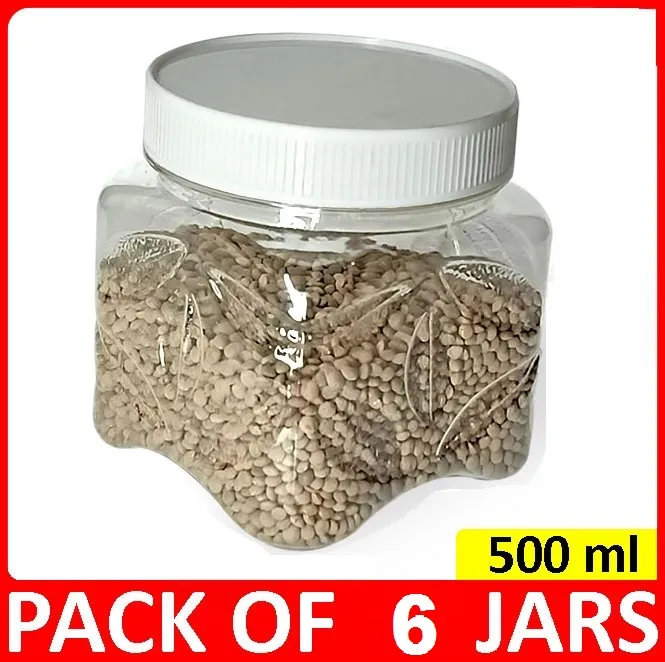 JAR SET - PACK OF 6 PCS PLASTIC KITCHEN JARS BOX STORAGE BURNI ...